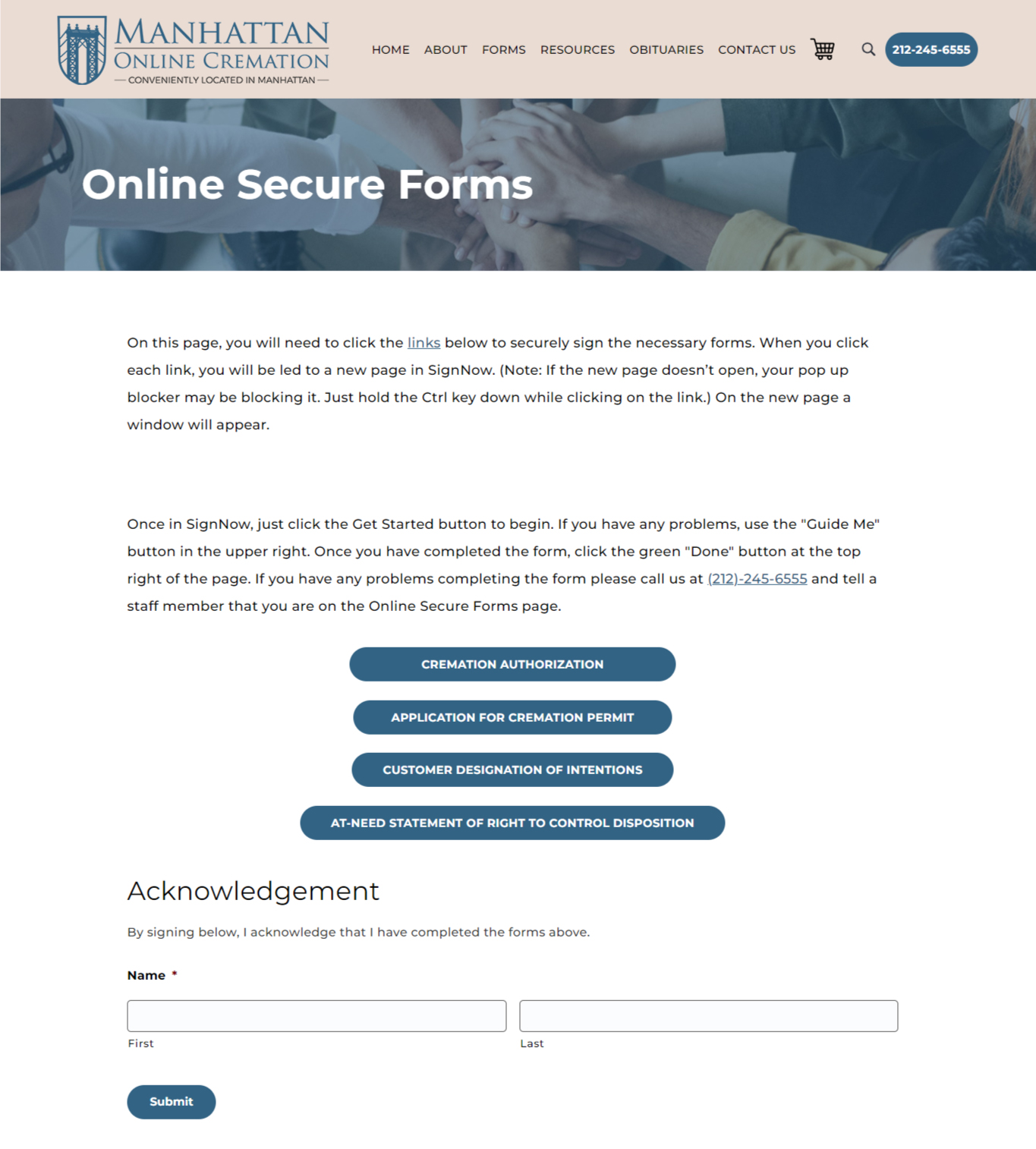 Online Arrangement Process Guide for At-Need | Manhattan Online Cremation