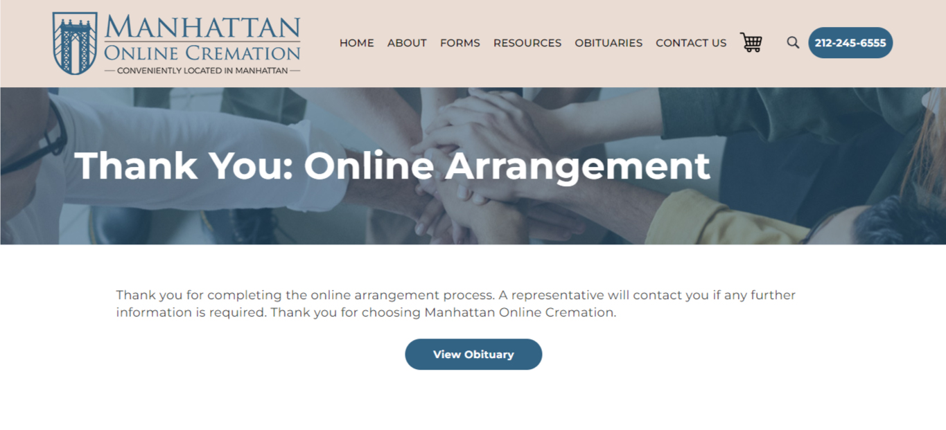 Online Arrangement Process Guide for At-Need | Manhattan Online Cremation